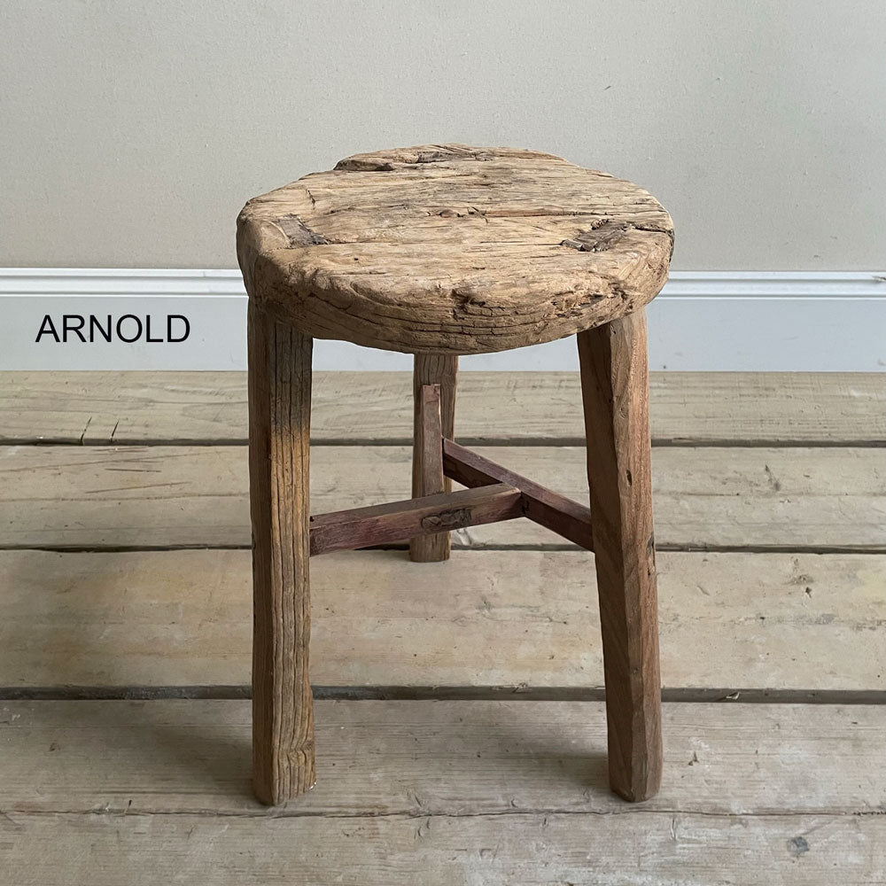 Antique Rustic Round Top Stool – Home Barn
