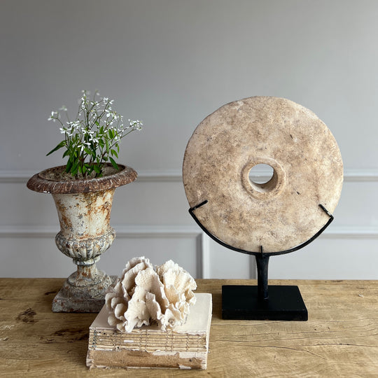 Aged Rustic Limestone Disc – Home Barn