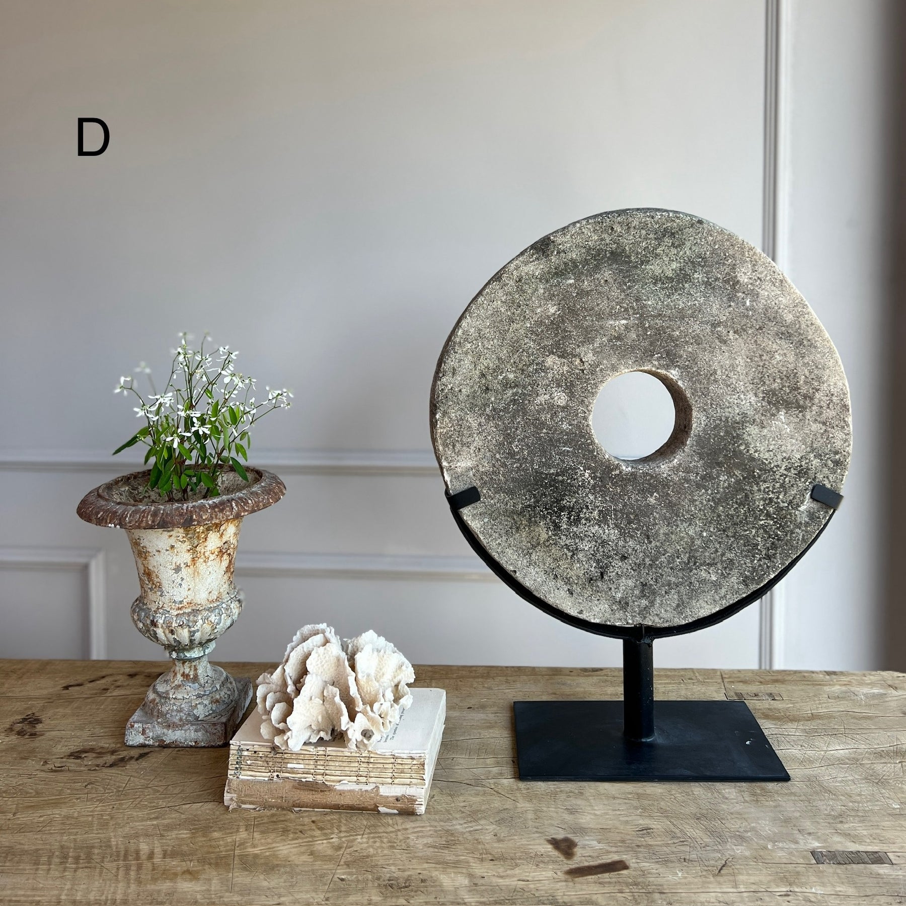 Antique Millstone Disc on Stand – Home Barn