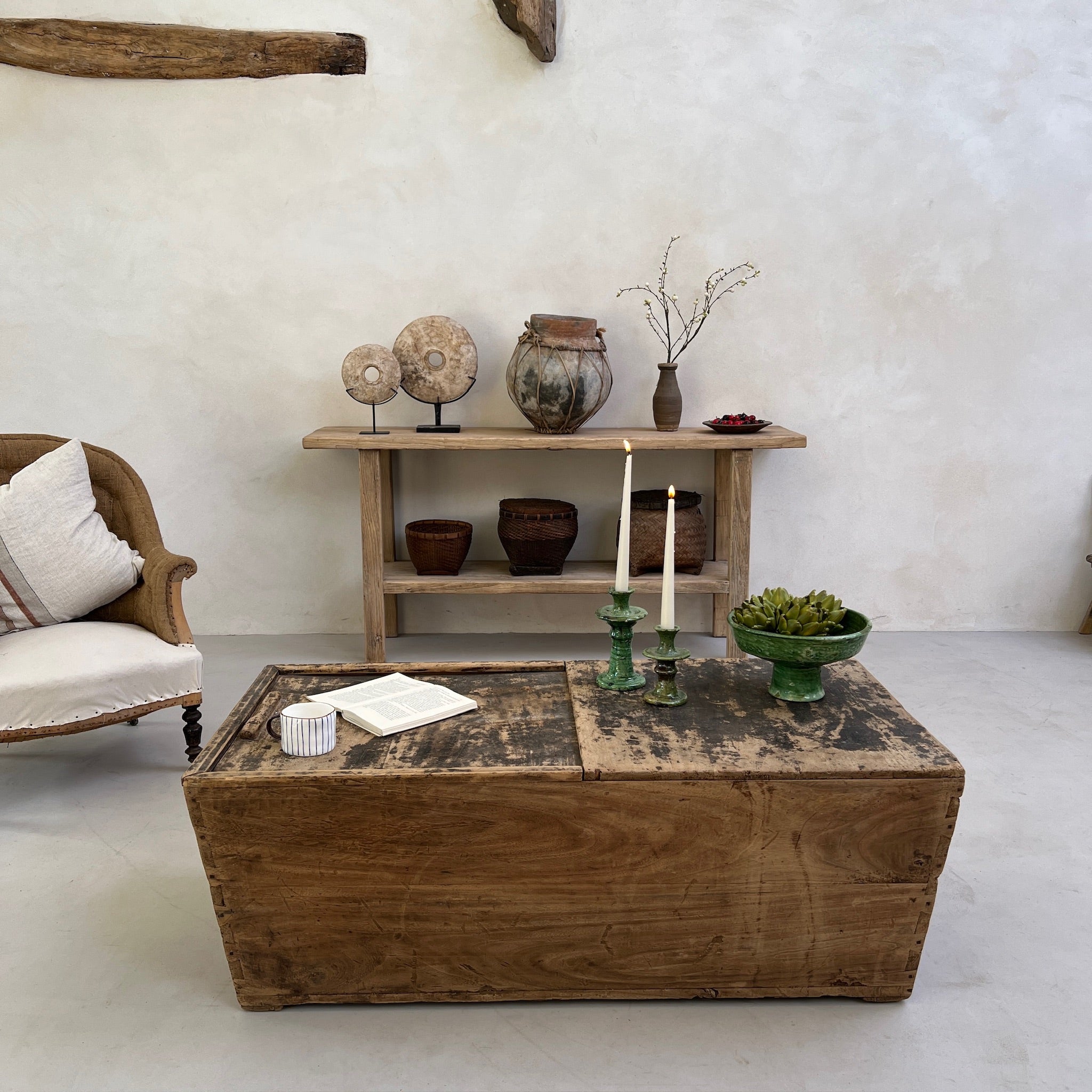 Antique Rustic Wooden Trunk | Harriet – Home Barn