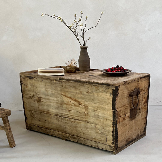Antique Rustic Wooden Trunk | Mabel – Home Barn