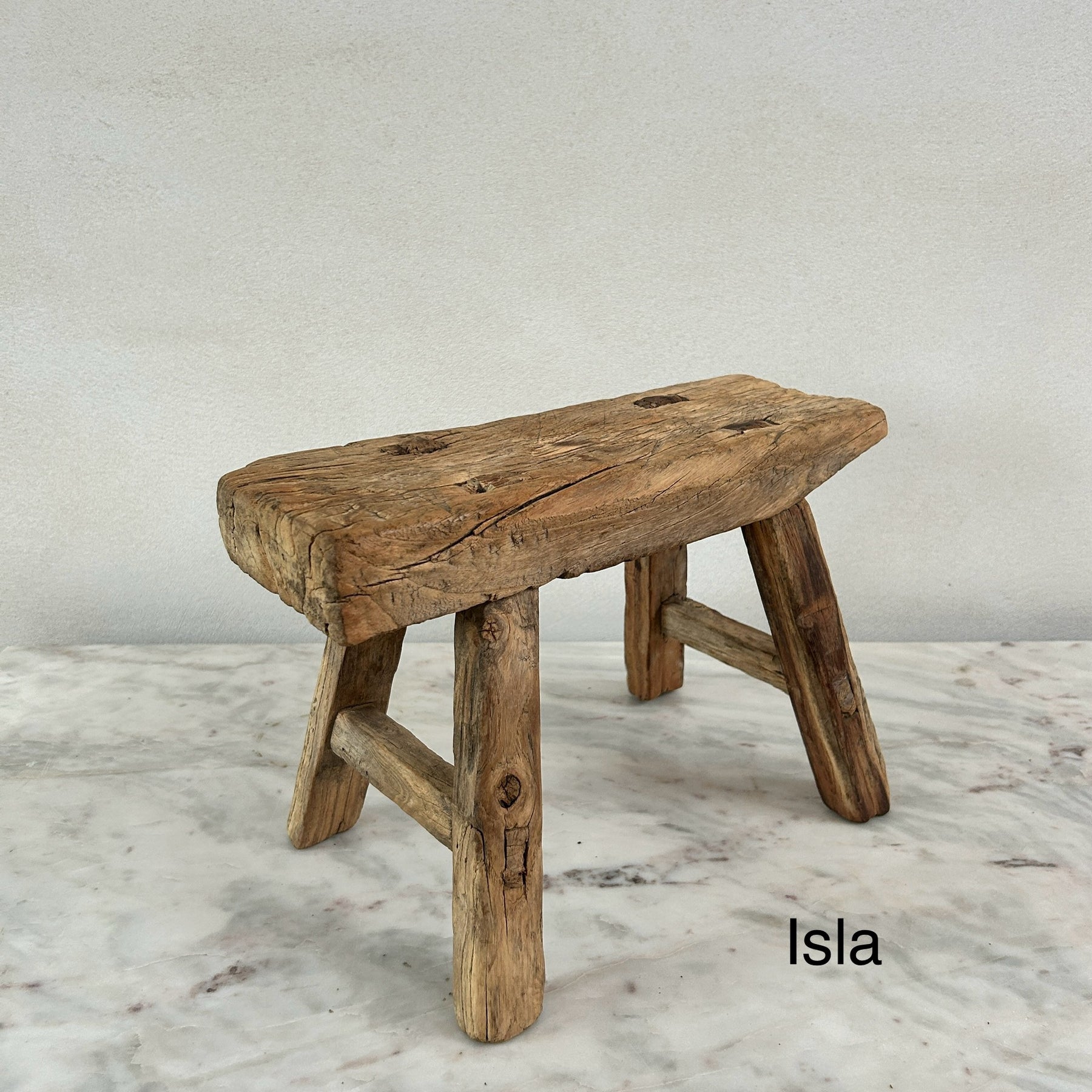 Antique rustic wood footstool – Home Barn