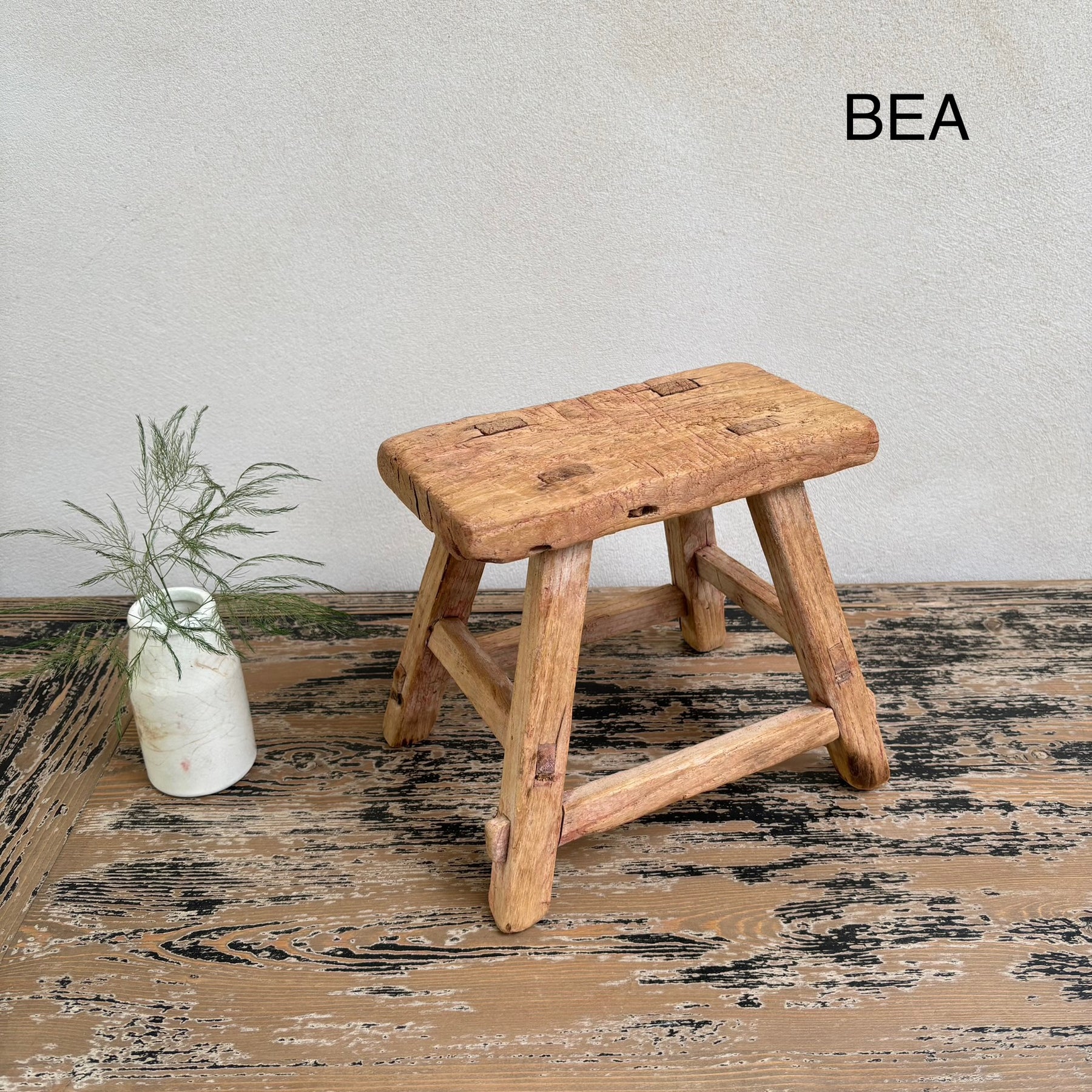 Antique rustic wood footstool – Home Barn