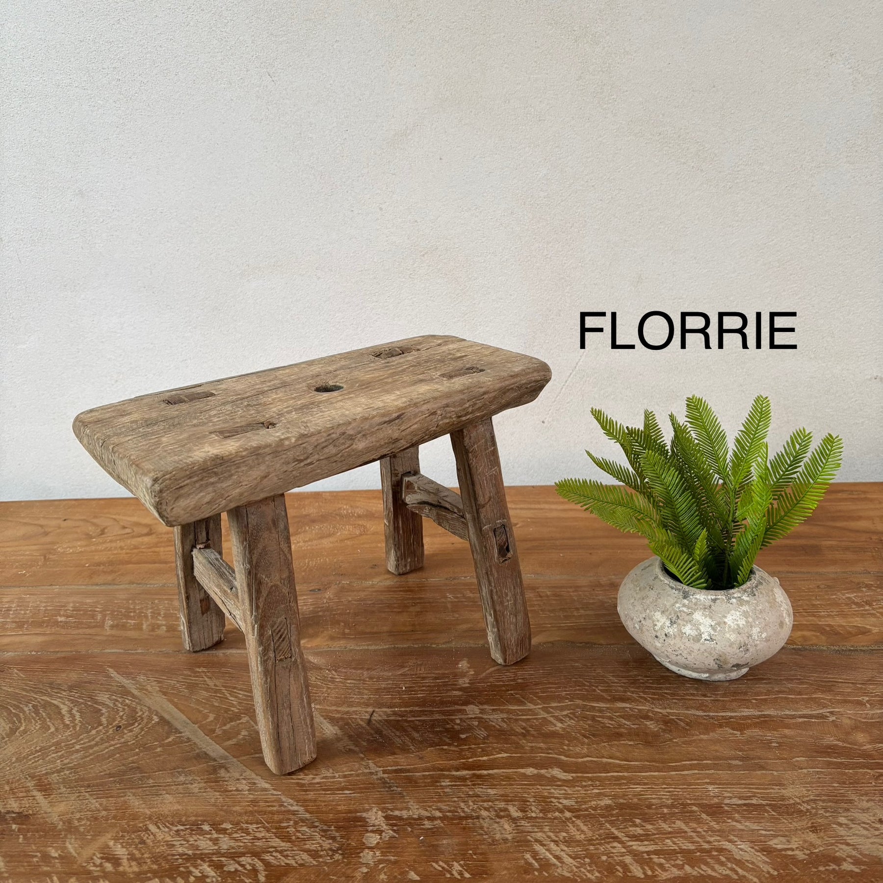 Antique rustic wood footstool – Home Barn