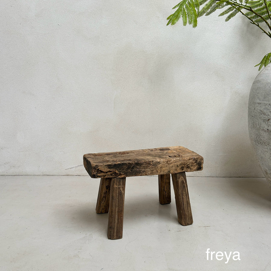 Antique rustic wood footstool – Home Barn