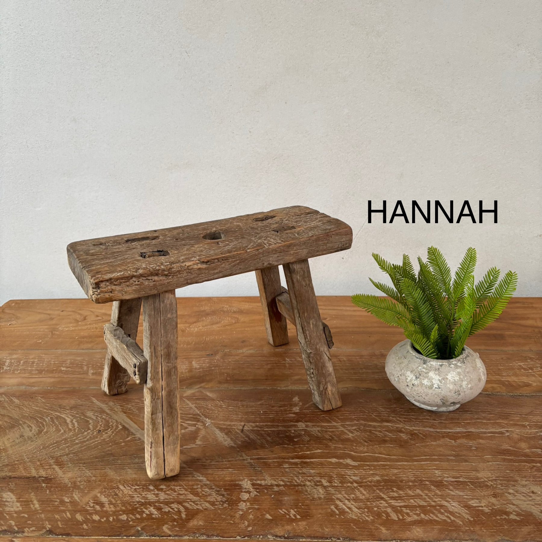 Antique rustic wood footstool – Home Barn