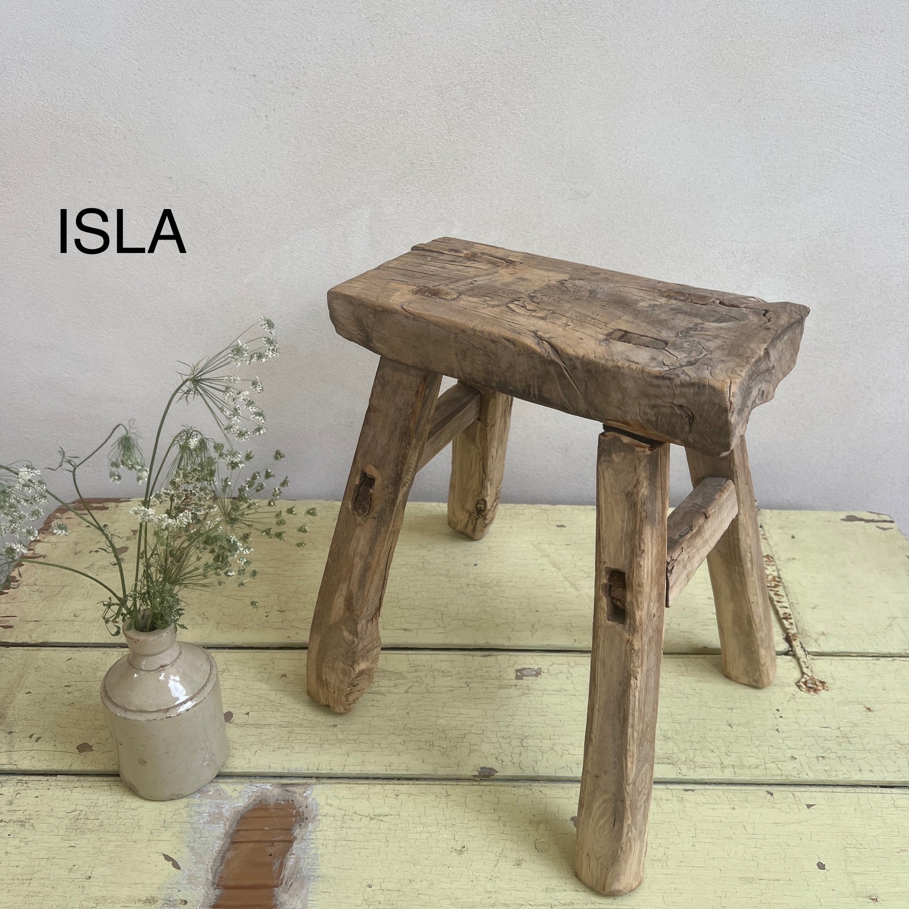 Antique rustic wood footstool – Home Barn