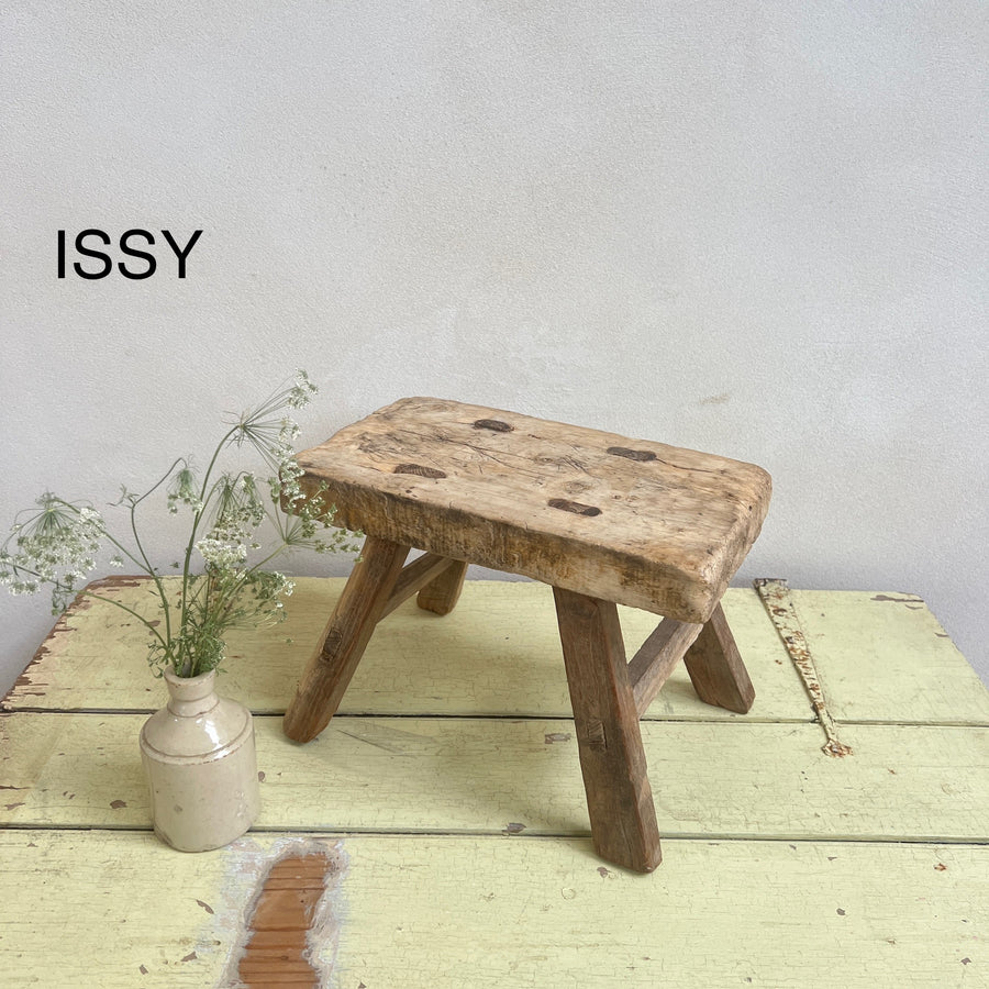 Antique rustic wood footstool – Home Barn