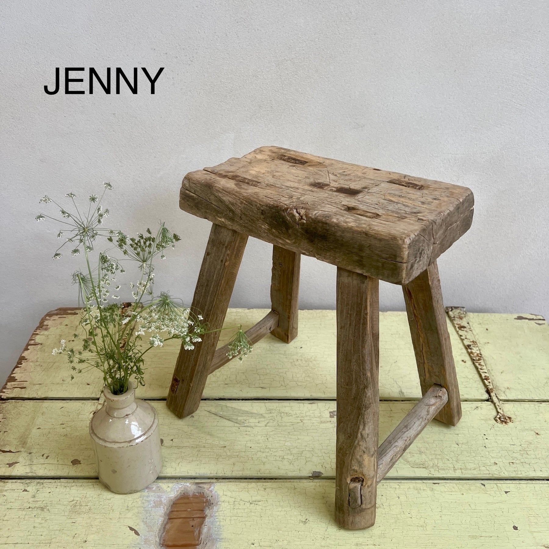 Antique rustic wood footstool – Home Barn