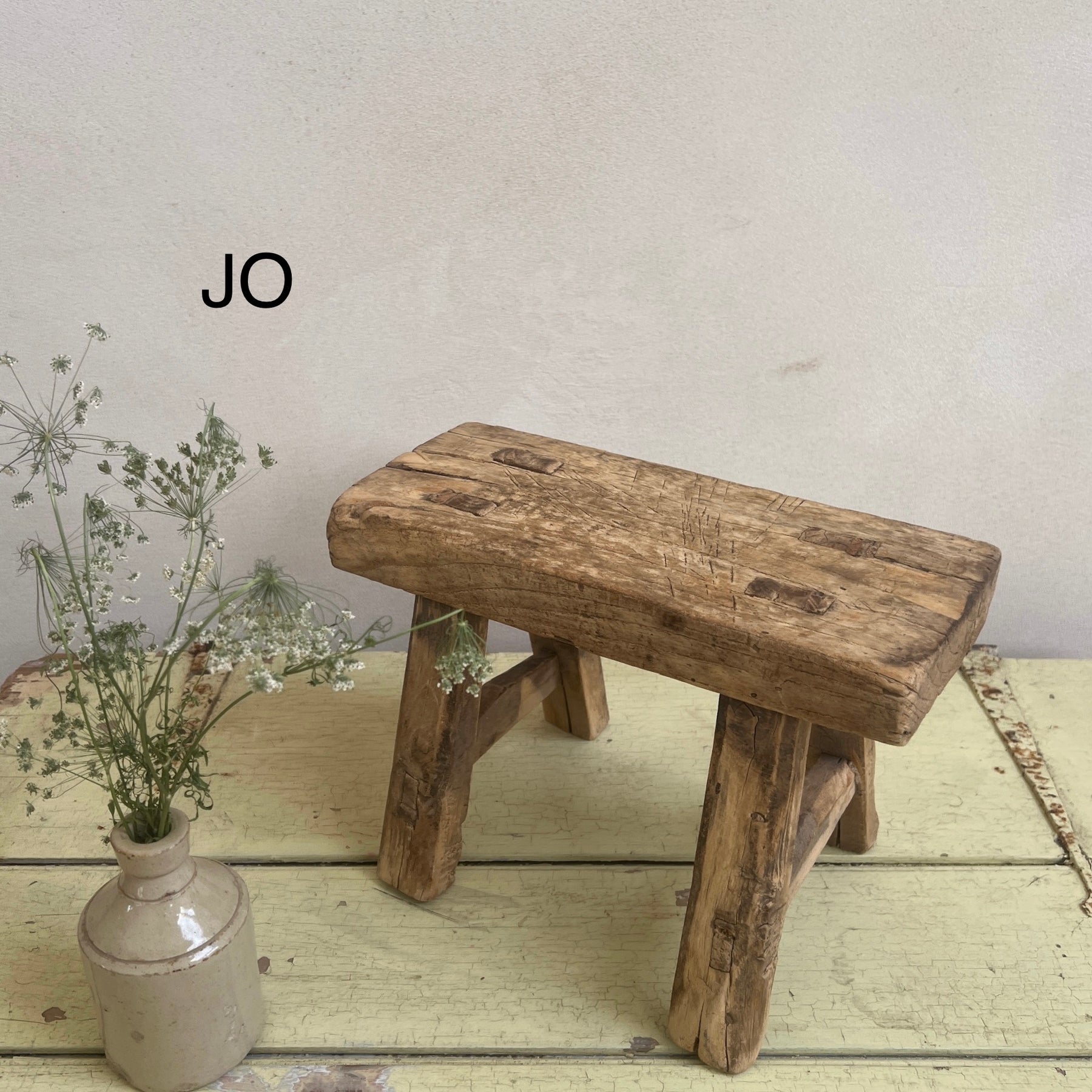 Antique rustic wood footstool – Home Barn