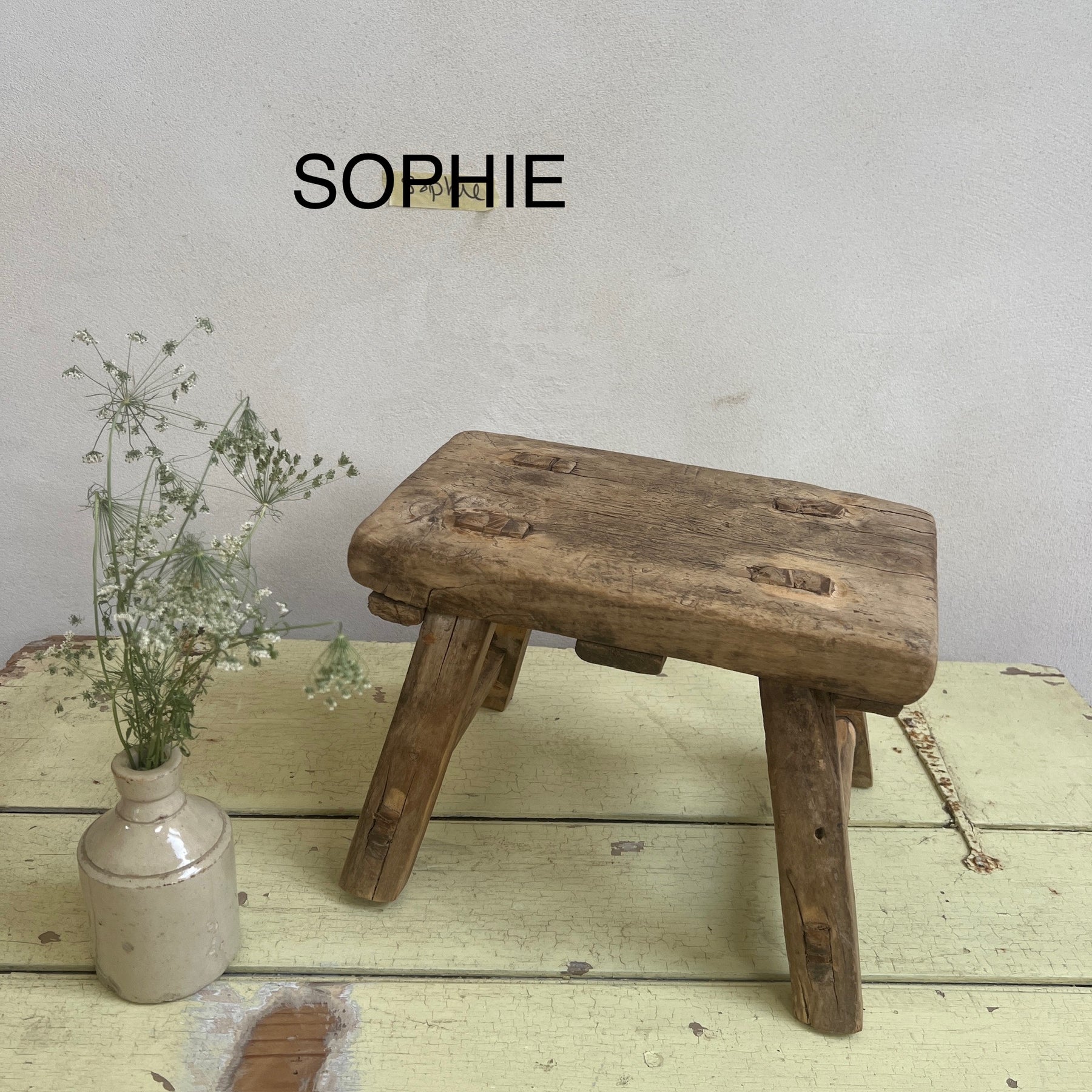 Antique rustic wood footstool – Home Barn