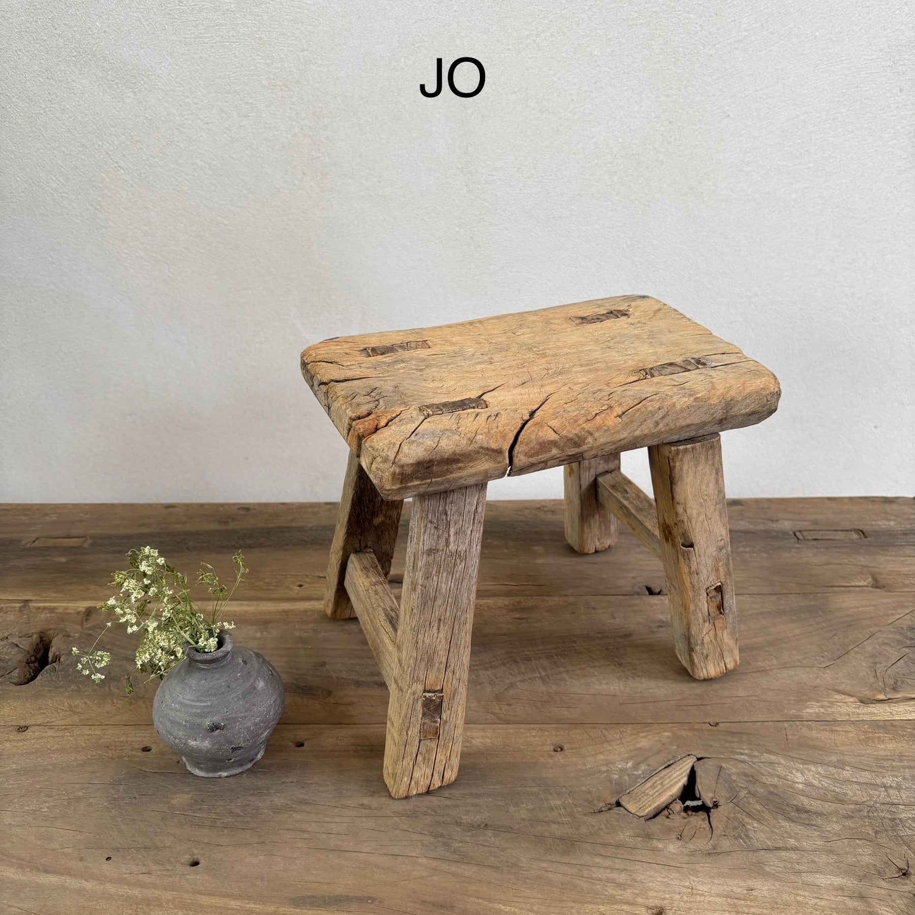 Antique rustic wood footstool – Home Barn