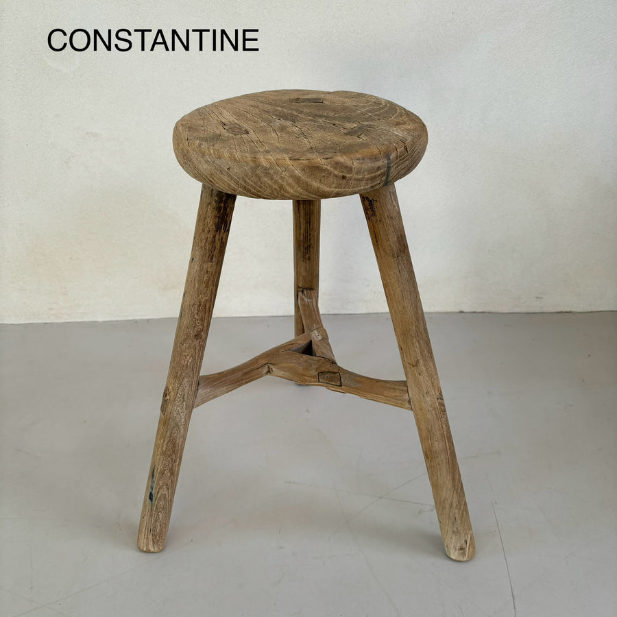 Antique Rustic Round Top Stool – Home Barn