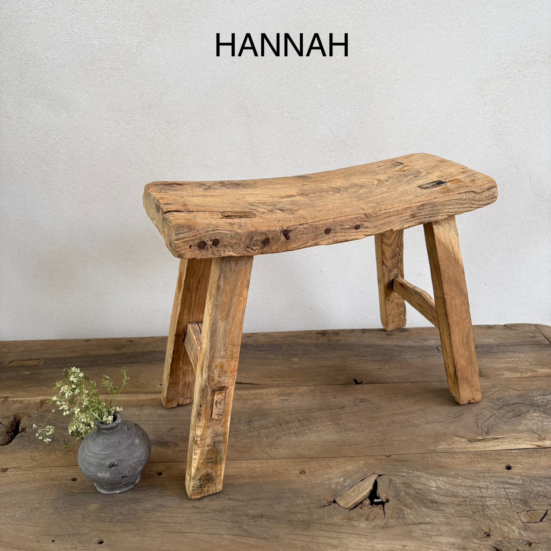 Antique rustic wood footstool – Home Barn