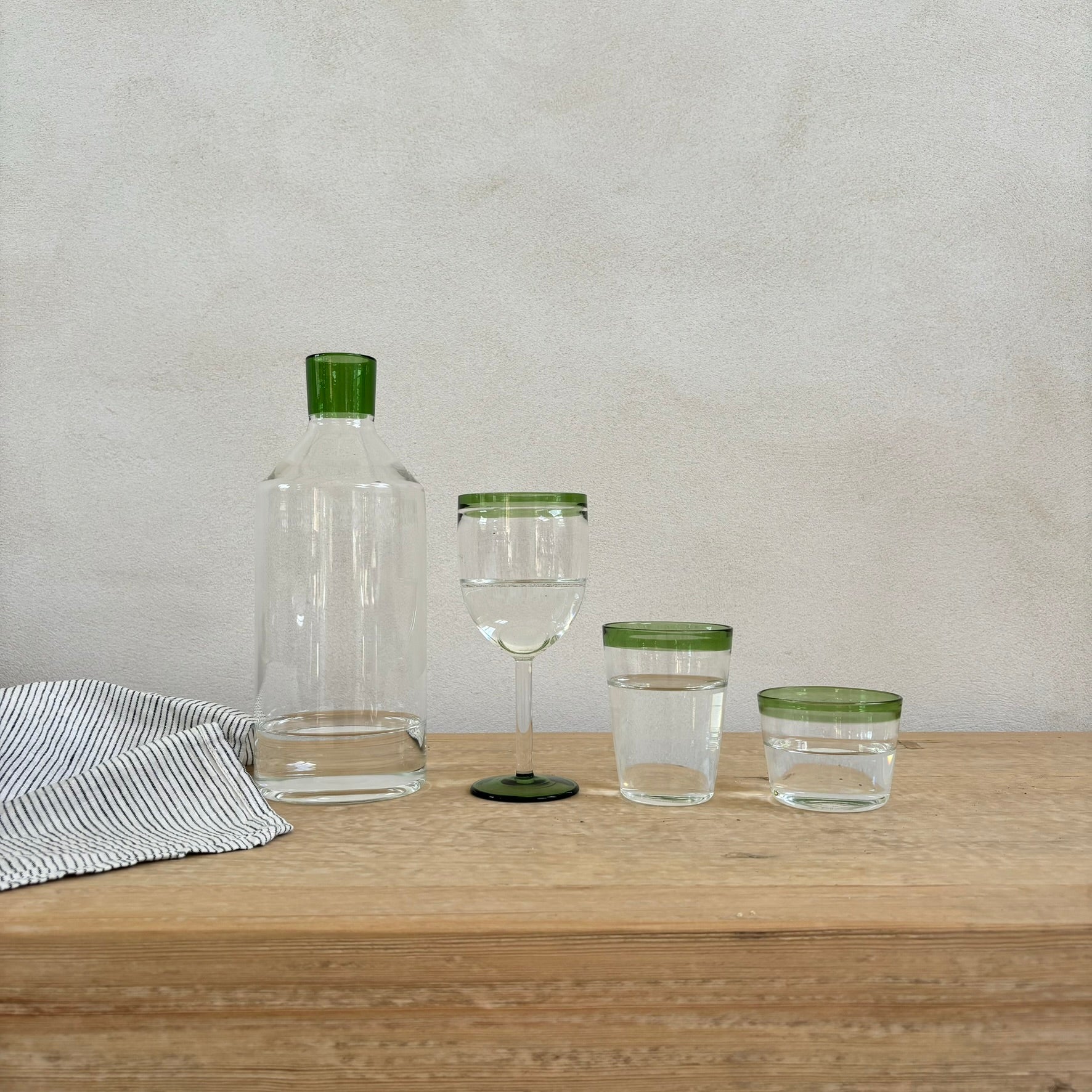Green rim drinking glass collection – Home Barn