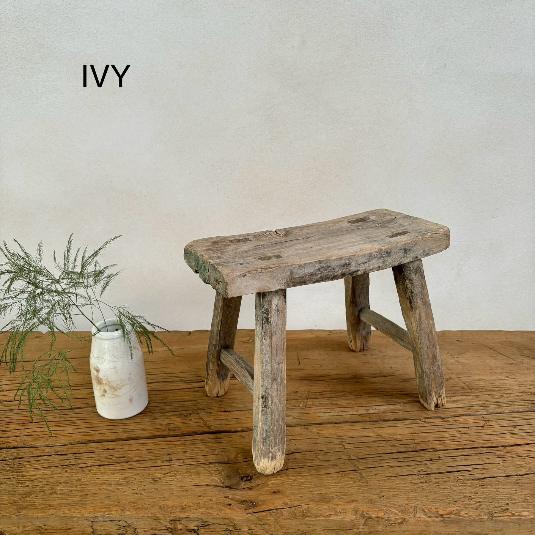 Antique rustic wood footstool – Home Barn