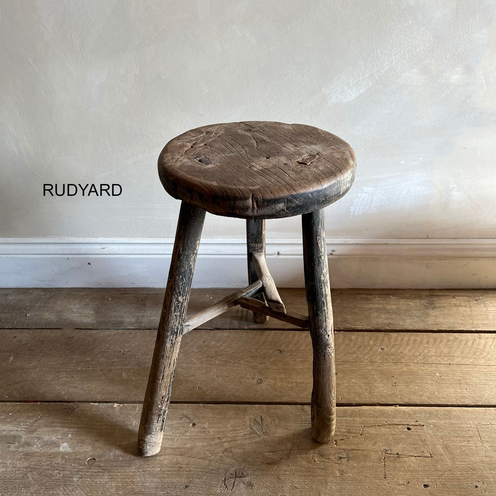 Antique Rustic Round Top Stool – Home Barn