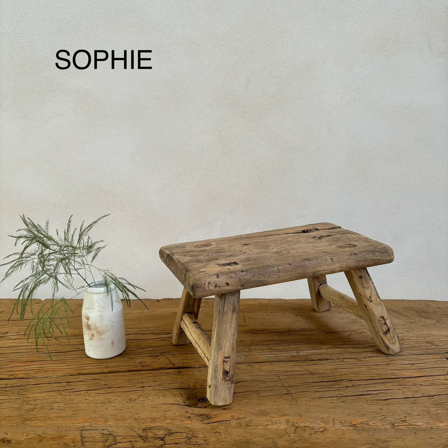 Antique rustic wood footstool – Home Barn