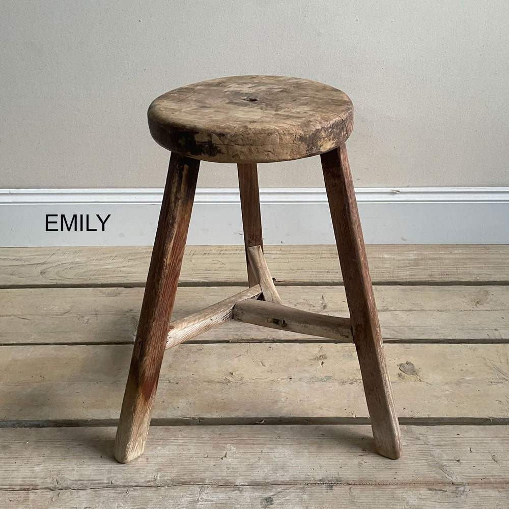 Antique Rustic Round Top Stool – Home Barn