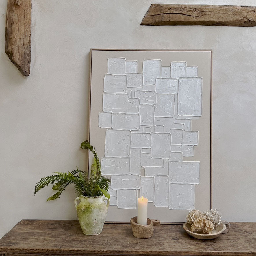 Abstract Squares Linen Artwork – Home Barn