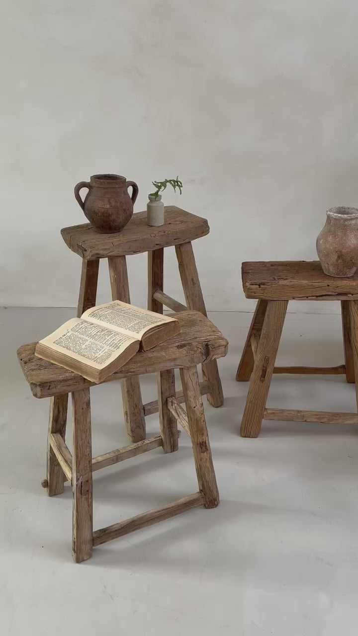 Rustic Wood Antique Stool (select from photo) – Home Barn
